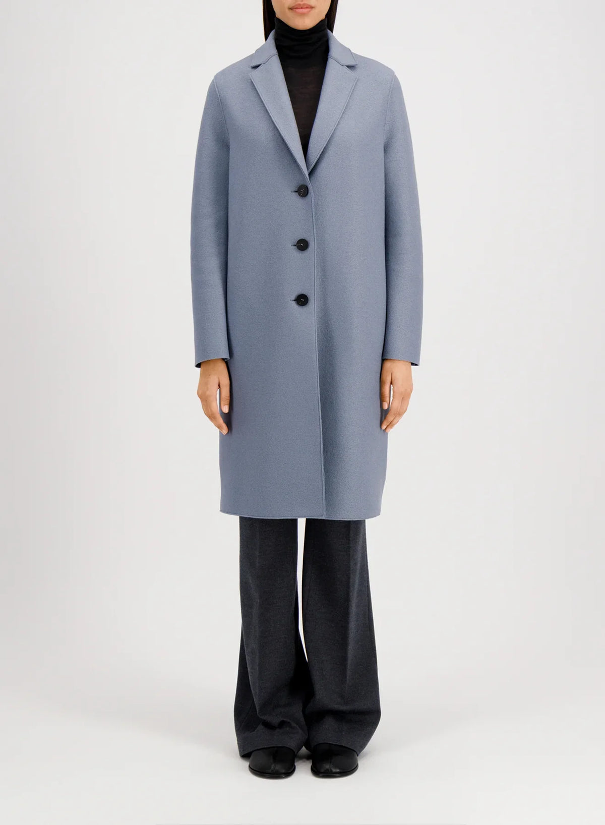 Harris wharf pressed wool overcoat - mineral grey Harris Wharf London Tailored – Pampas