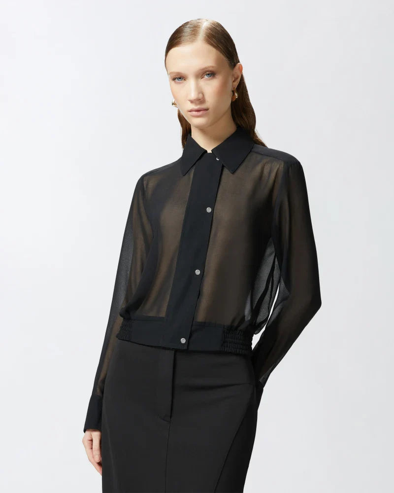 Lightweight bomber style georgette shirt - Black Pinko Shirts – Pampas