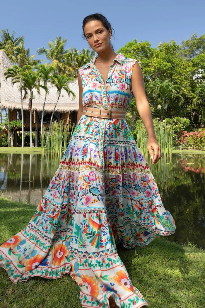 Miss june neela maxi dress - white multi Miss June Dresses – Pampas